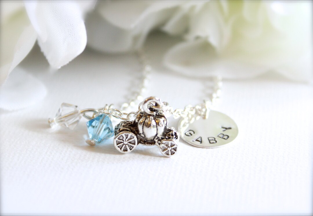 Sterling Silver Personalized Girls Princess Necklace, Silver Pumpkin ...