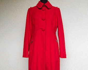 Fantastic Vintage Red Wool Blend Double Breasted Car Coat in Excellent ...