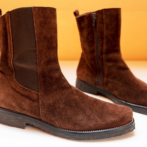 Vintage Brown Suede Leather Flat Ankle Boots - Etsy