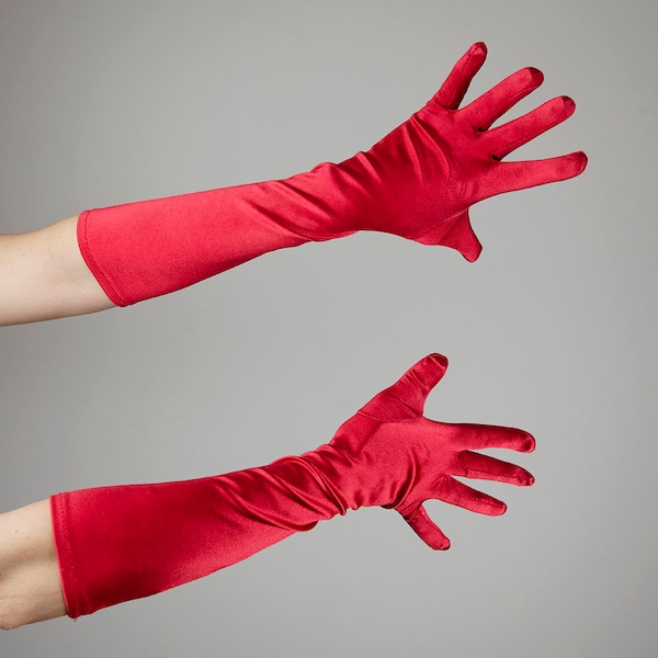 Red Satin Opera Gloves - Etsy