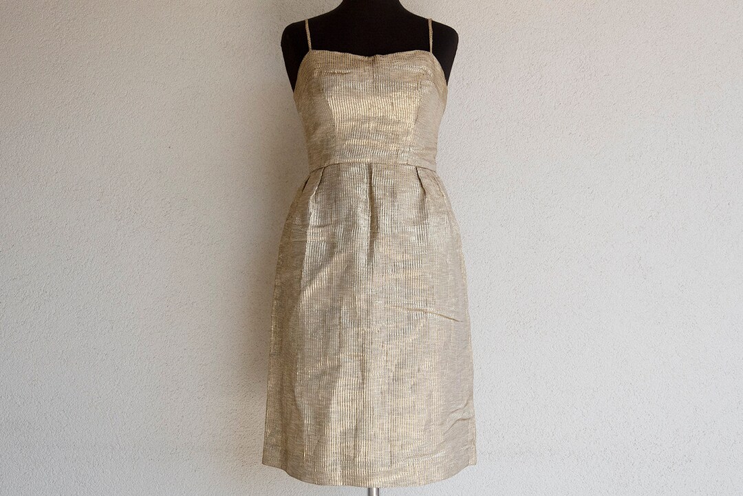 Vintage Gold Spaghetti Straps Mini Party Dress - Etsy