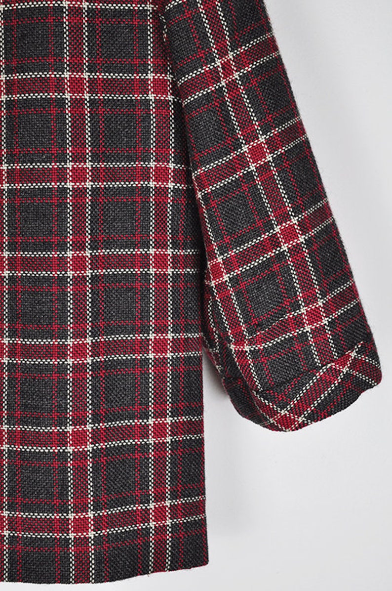 Vintage Red and Charcoal Plaid Cropped Mid Sleeve Jacket - Etsy