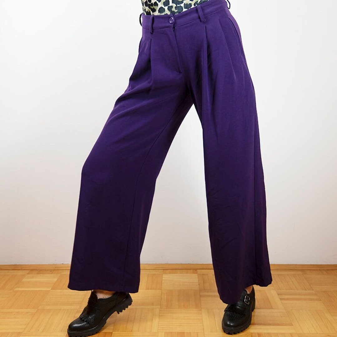 Vintage Purple Wide Leg Pleated Preppy Pants - Etsy