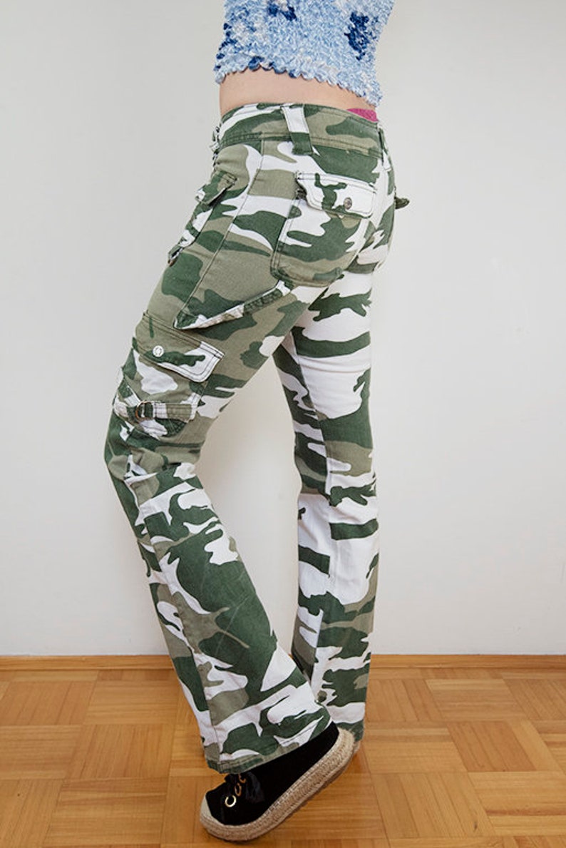 Vintage Camo Print Low Rise Cargo Pants - Etsy