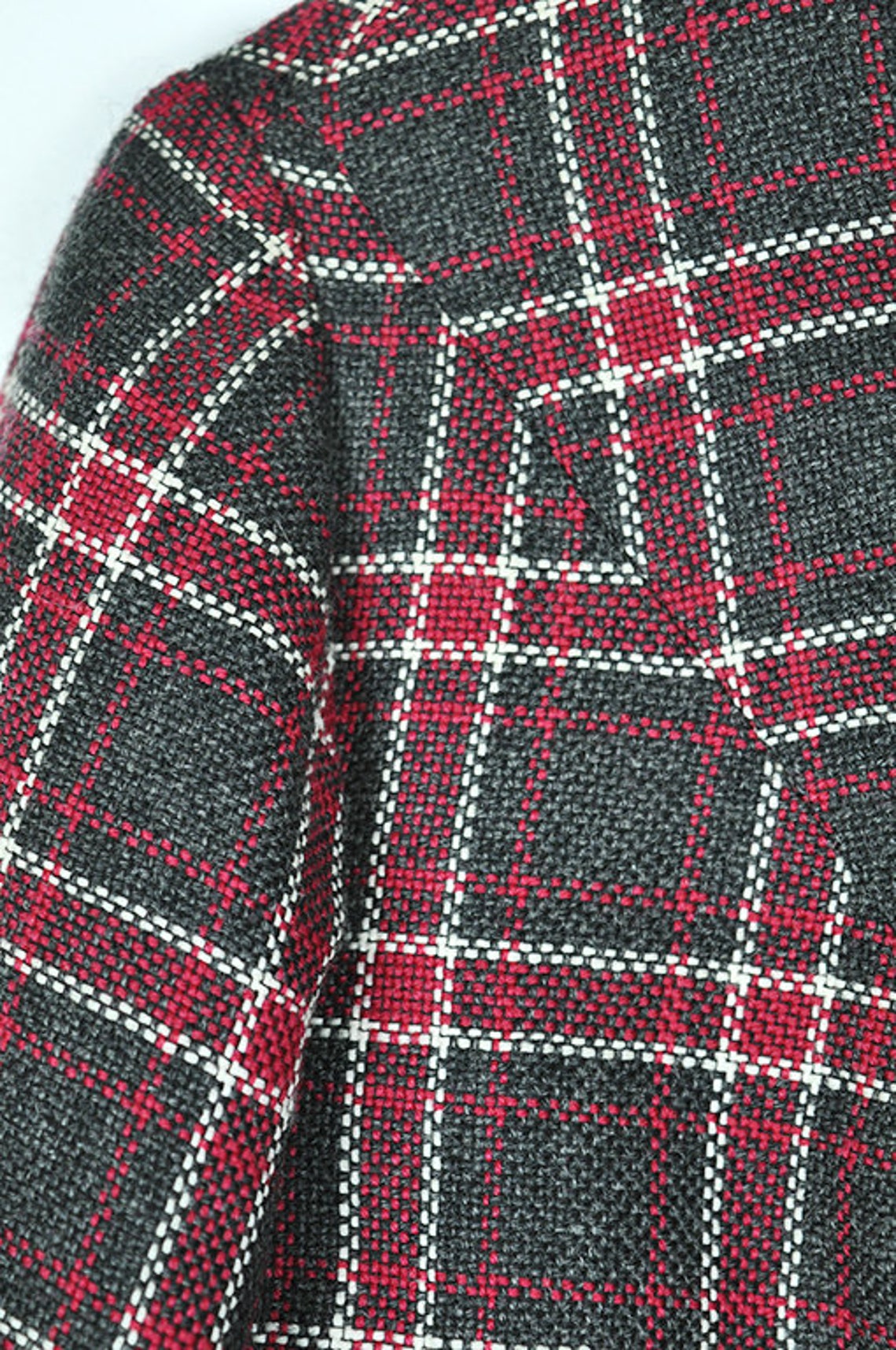 Vintage Red and Charcoal Plaid Cropped Mid Sleeve Jacket - Etsy