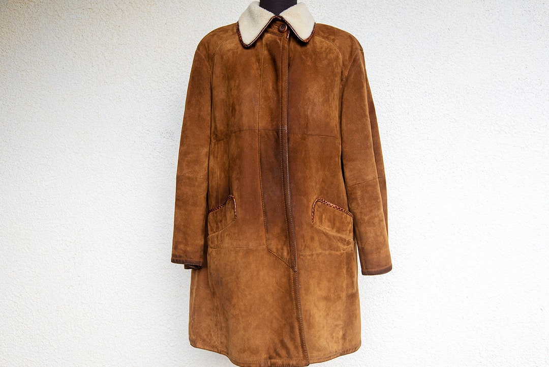 Vintage Distressed Rust Suede Sherpa Coat - Etsy