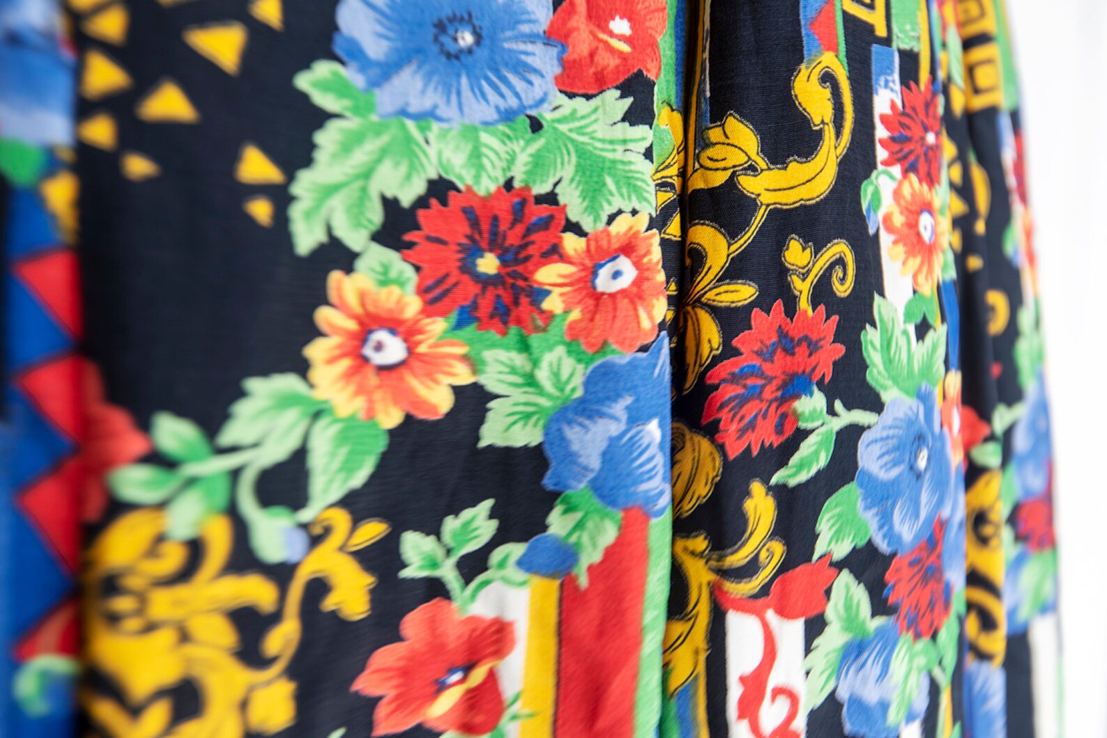 Vintage Colorful Mixed Print Midi Skirt - Etsy