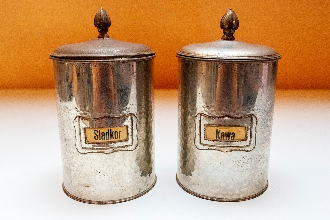 Vintage Rusty Coffee and Sugar Canister Set - Etsy