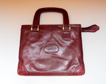 John Romain Handbag 70s Vintage Woven Straw Oxblood Cordovan Leather ...