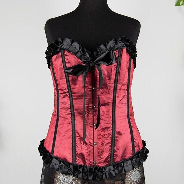 Metallic Red Corset Etsy