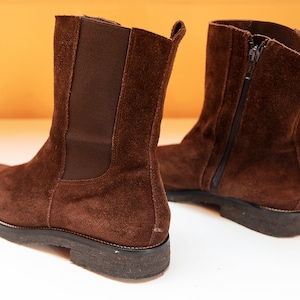 Vintage Brown Suede Leather Flat Ankle Boots - Etsy