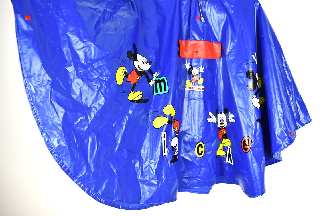 Vintage Blue Raincoat Disney Mickey Mouse Kids Hooded Rain | Etsy