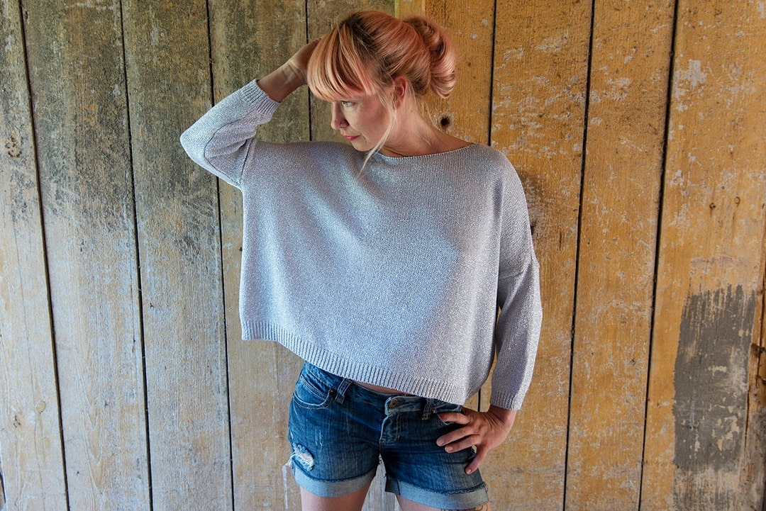 Vintage Knit Silver Cutout Back Slouchy Pullover Sweater - Etsy