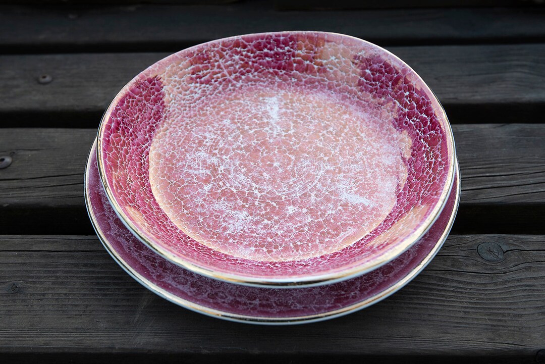 Vintage KIL Yugoslavian Purple Glazed Ceramic Irregular Shape Two ...