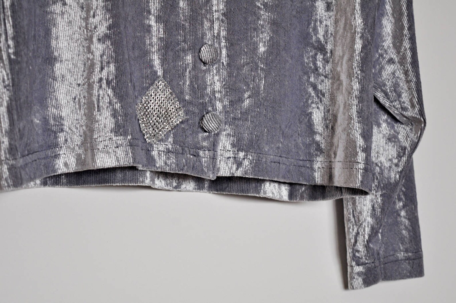 Vintage Silver Crushed Velvet Cropped Cardigan - Etsy