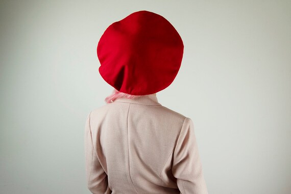 Vintage Large Red Beret Hat - Gem