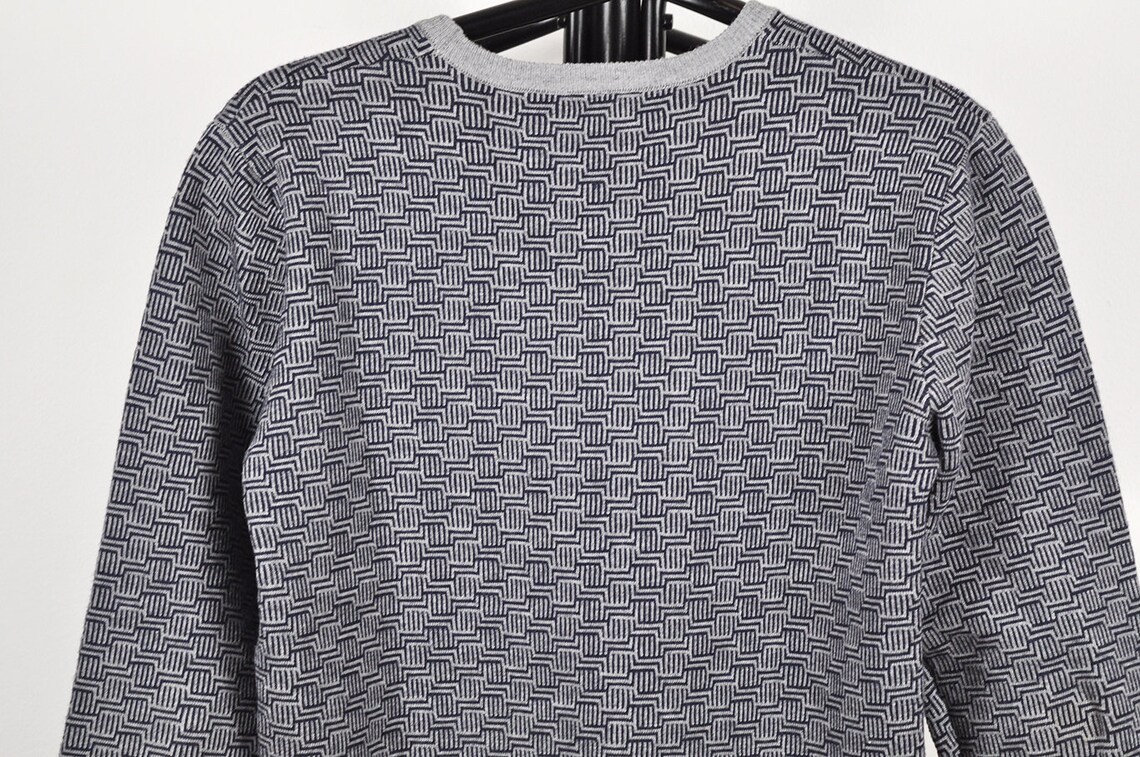 Vintage Grey Maze Pattern Mens Knit Crewneck Pullover Sweater - Etsy