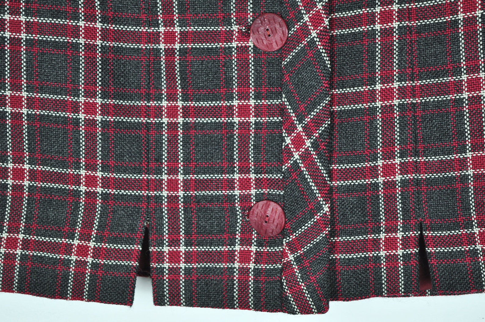 Vintage Red and Charcoal Plaid Cropped Mid Sleeve Jacket - Etsy