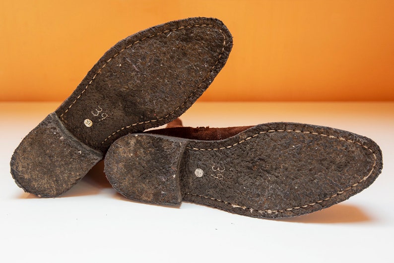 Vintage Brown Suede Leather Flat Ankle Boots - Etsy