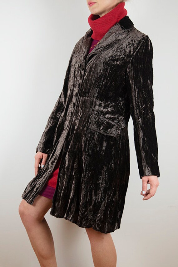 Vintage Brown Crushed Velvet Coat - Gem