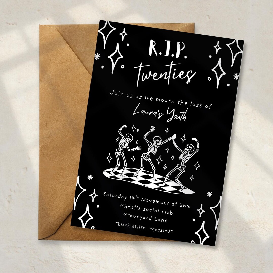 RIP Twenties 30th Birthday Invite | Editable Design | Goodbye Youth ...