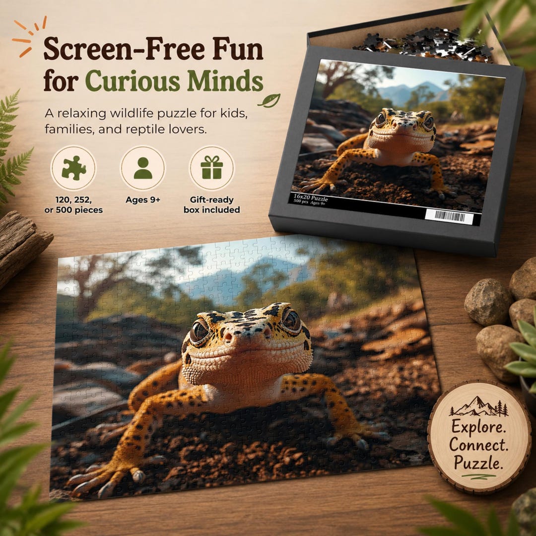 Leopard Gecko Jigsaw Puzzle, 500-pieces, Wildlife Lizard Photo, Family ...
