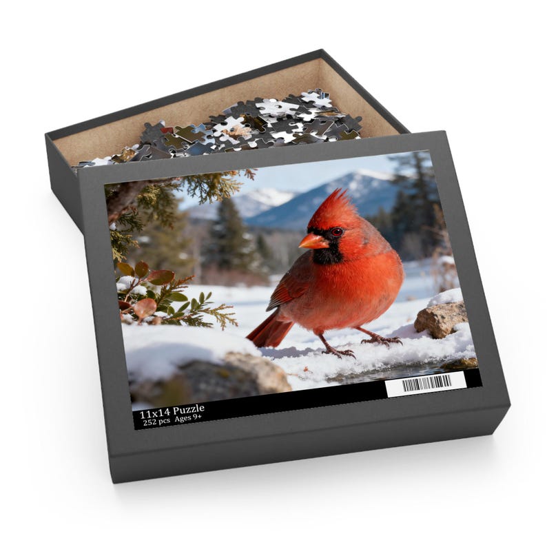 Male Northern Cardinal Puzzle 500 Piece | Red Bird Winter Wildlife ...