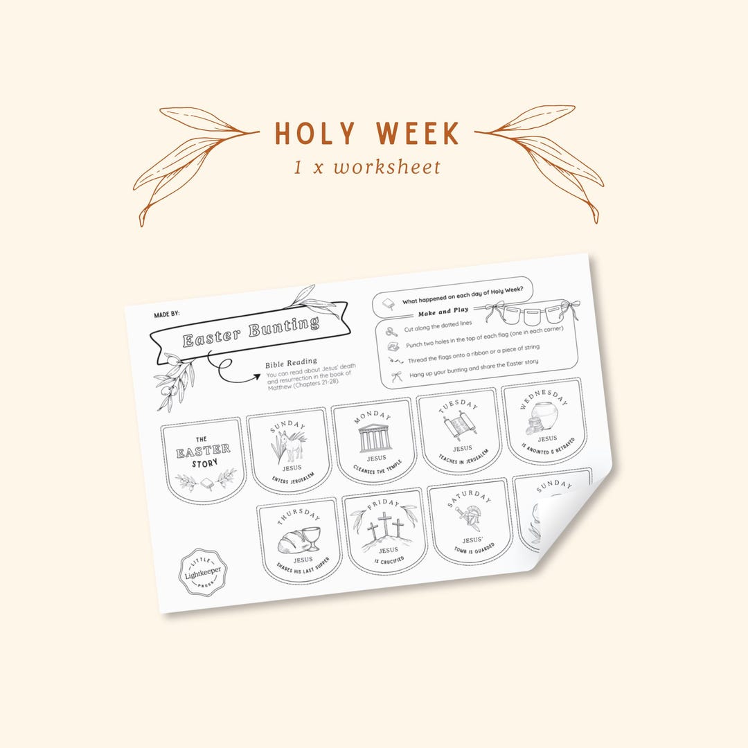 Holy Week Bunting (printable Worksheet & BONUS A4-sized Flags) - Etsy