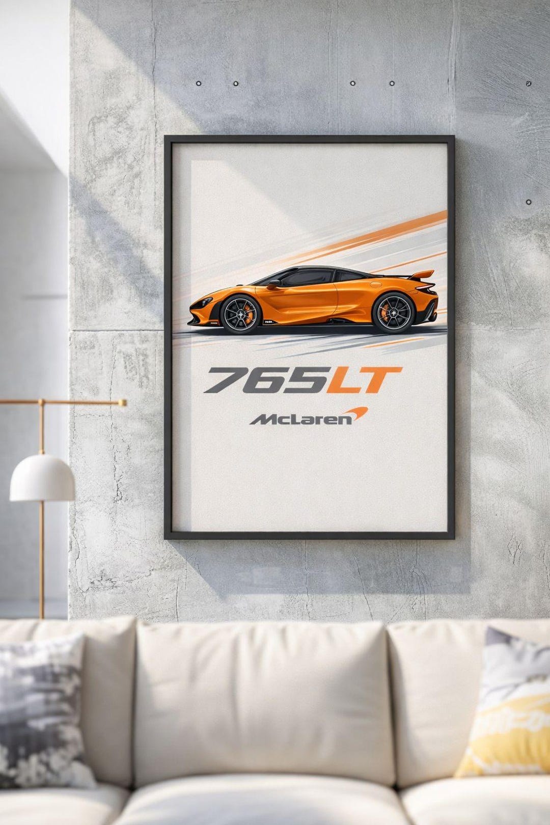 Mclaren 765LT Orange Supercar Satin Poster | Sports Car Wall Art (frame ...