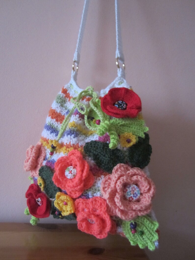 Crochet Flowers Pouch...handmade Art Bag... | Etsy