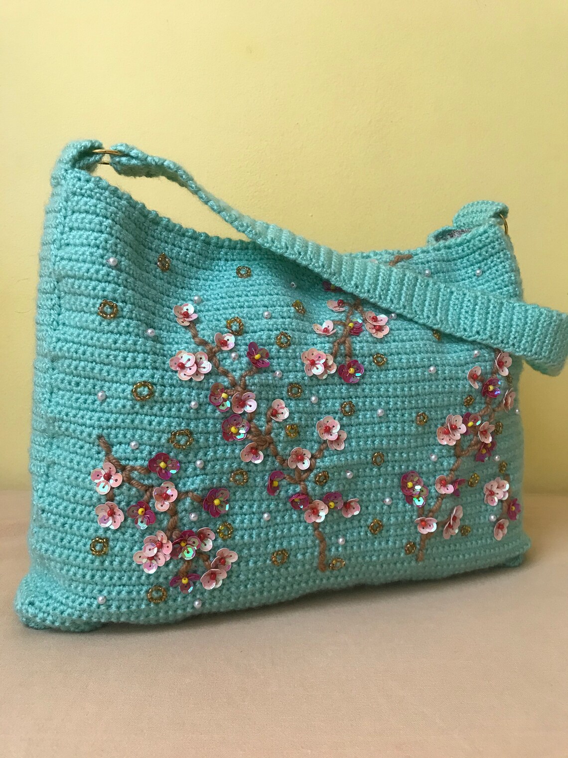 Cherry blossom crochet bag | Etsy