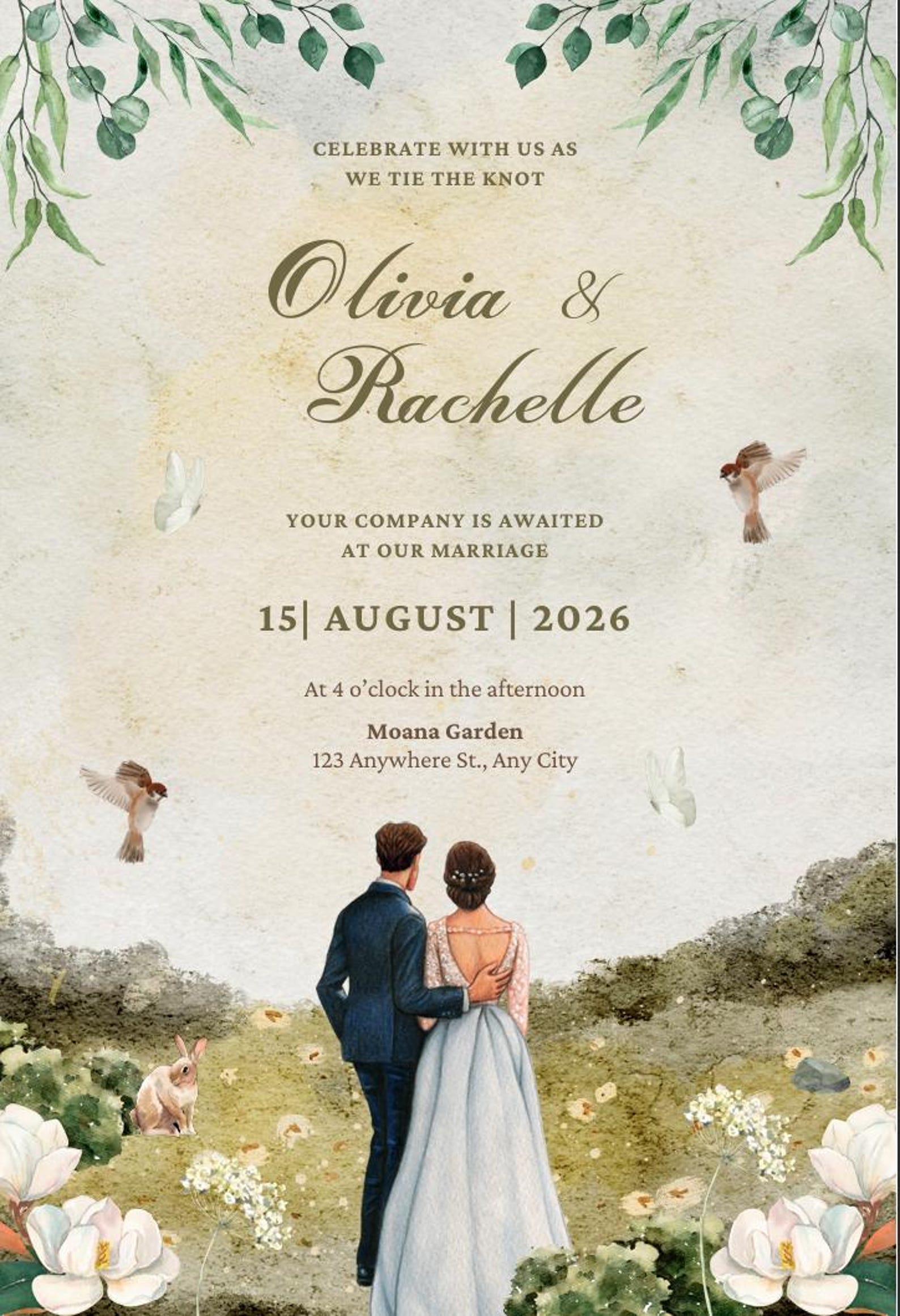 Editable Wedding Invitation Card Template, Ivory Creamy Rose Wedding ...