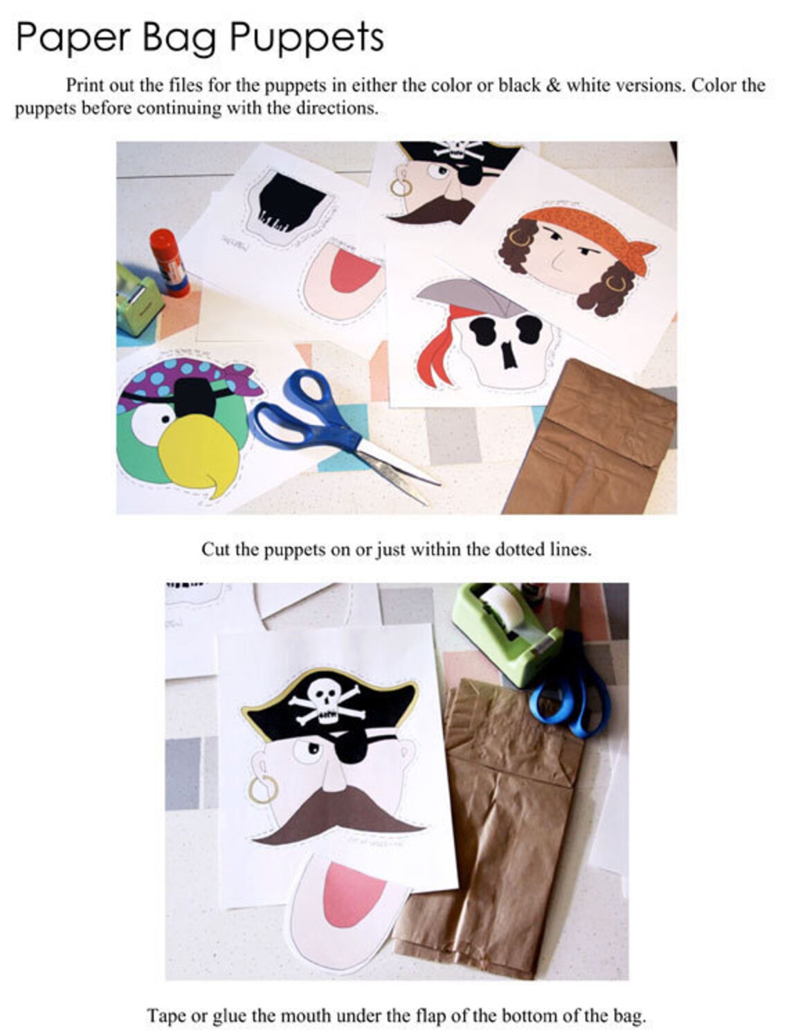 Pirate Paper Bag Puppets - Etsy