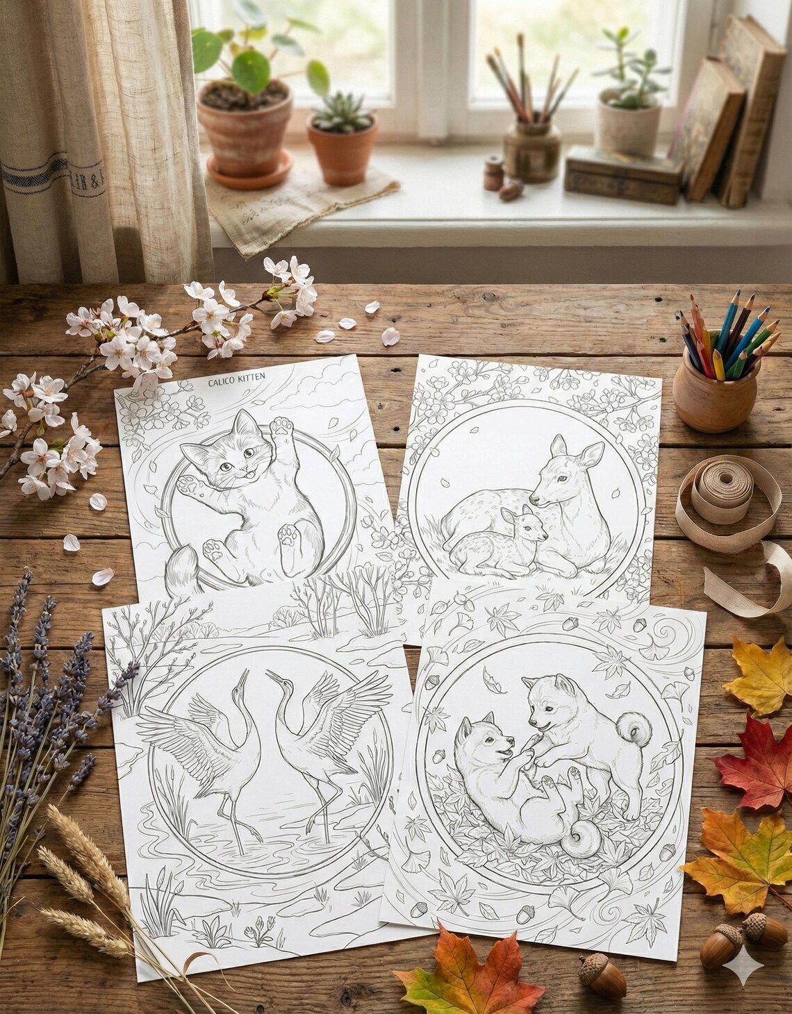 Cute Japanese Animal Coloring Pages for Adults | Printable Coloring ...
