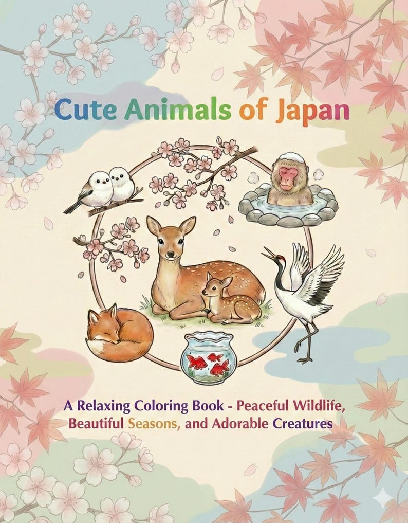 Cute Japanese Animal Coloring Pages for Adults | Printable Coloring ...