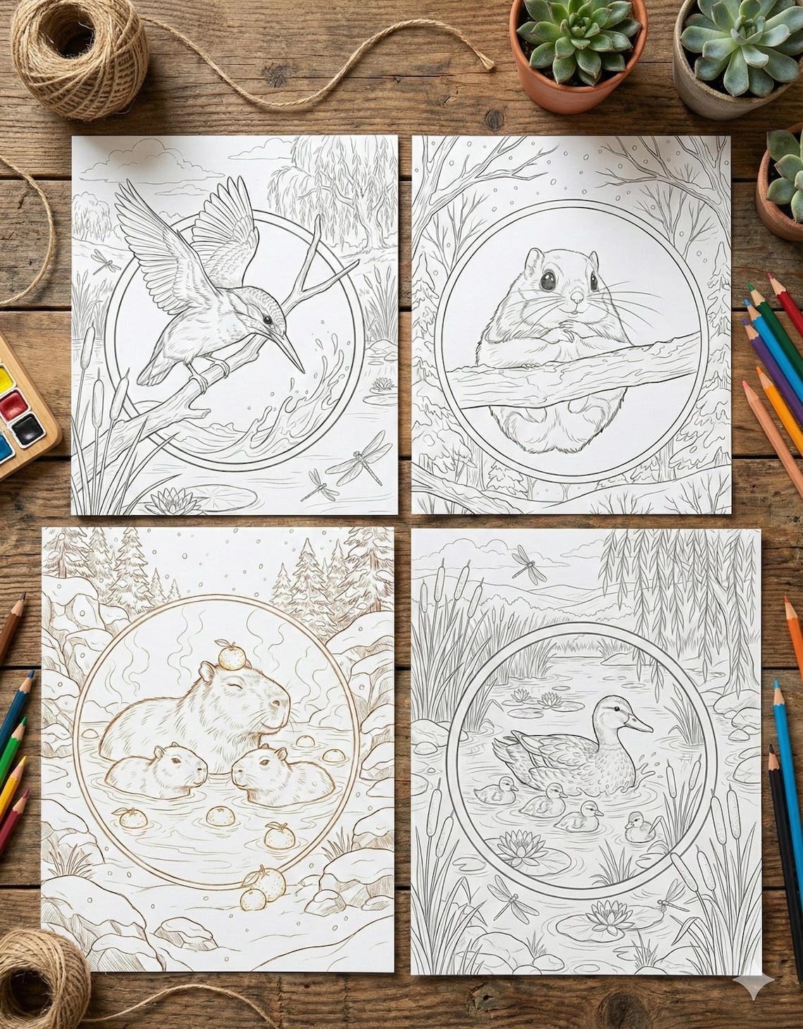 Cute Japanese Animal Coloring Pages for Adults | Printable Coloring ...