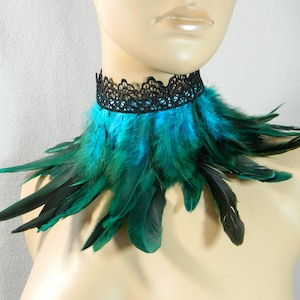 Feather Collar, Burlesque Choker, Costume Necklace, Carnival Peacock ...