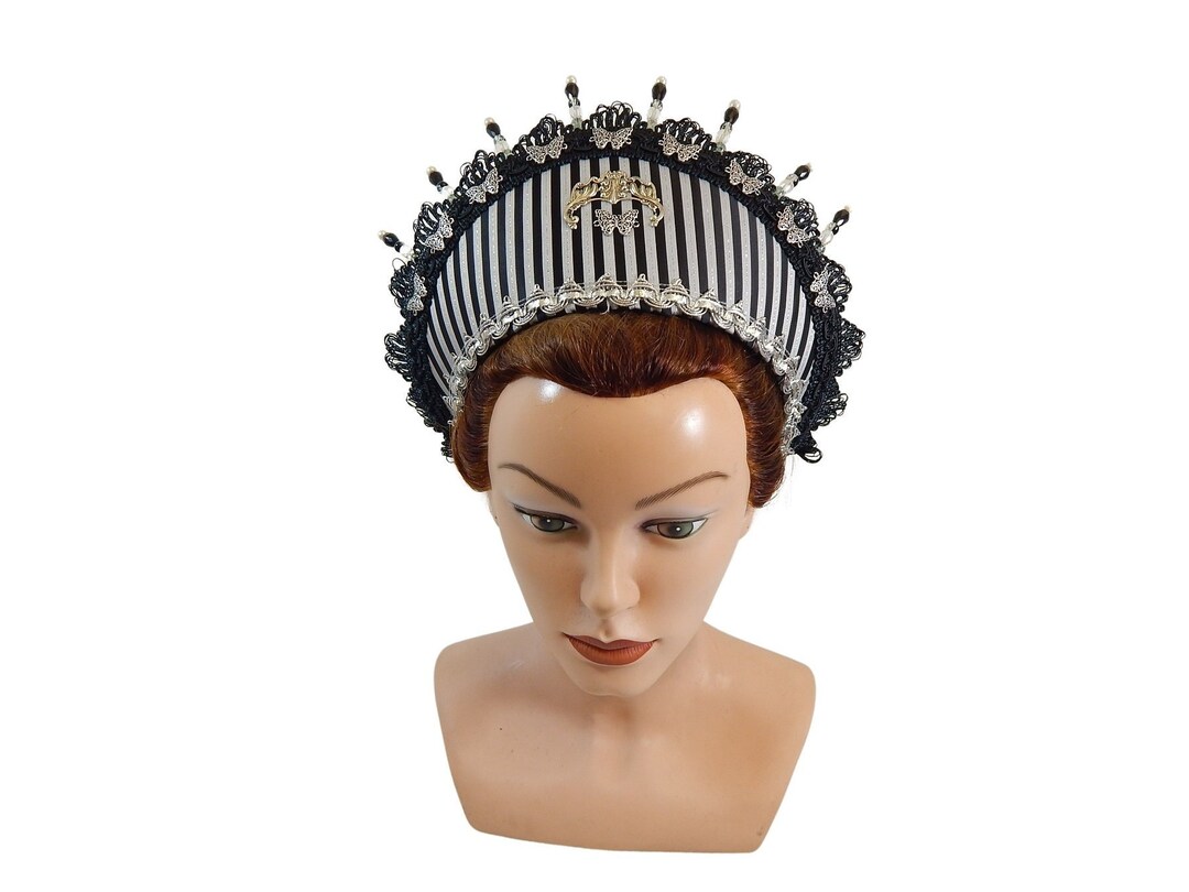 French Hood, Middle Age Headpiece, Tudor Crown, Attifet, Elizabethan ...