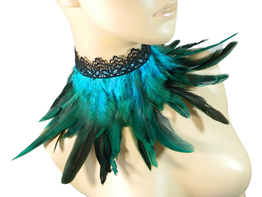 Feather Collar, Burlesque Choker, Costume Necklace, Carnival Peacock ...