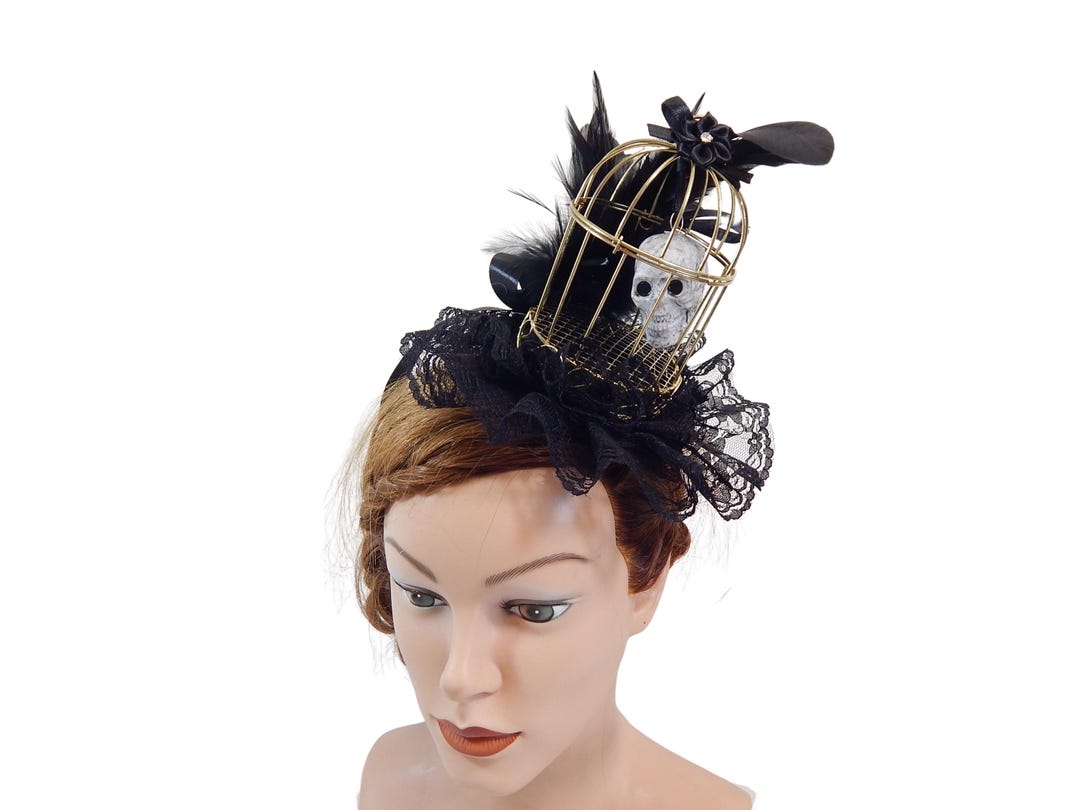 Goth Fascinator, Bird Cage Headpiece, Burlesque Headdress, Derby Hat ...
