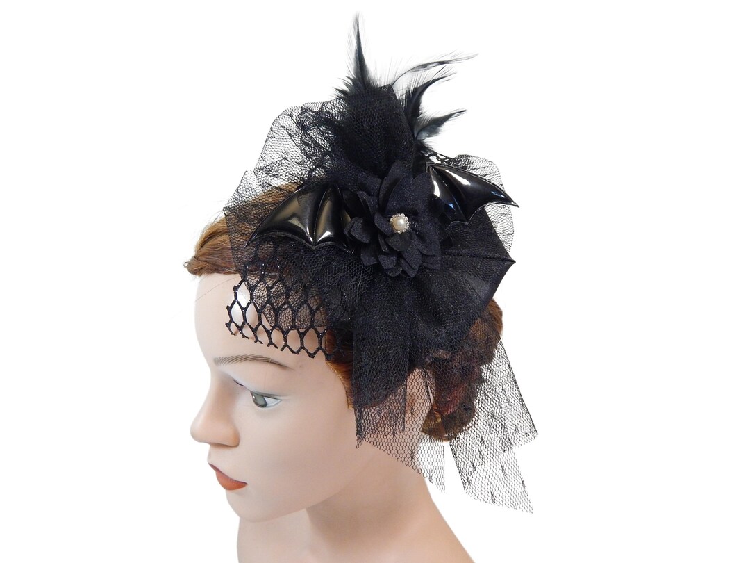 Goth Fascinator, Bat Headpiece, Burlesque Headdress, Derby Hat, Cosplay ...