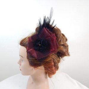 Goth Fascinator, Dark Red Romantic Headpiece, Burlesque Headdress ...