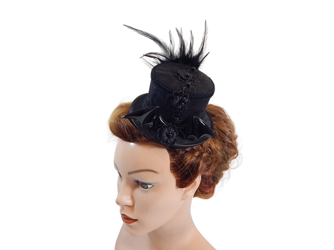 Bat Mini Tophat, Cosplay Fascinator, Halloween Headpiece, Goth Derby ...