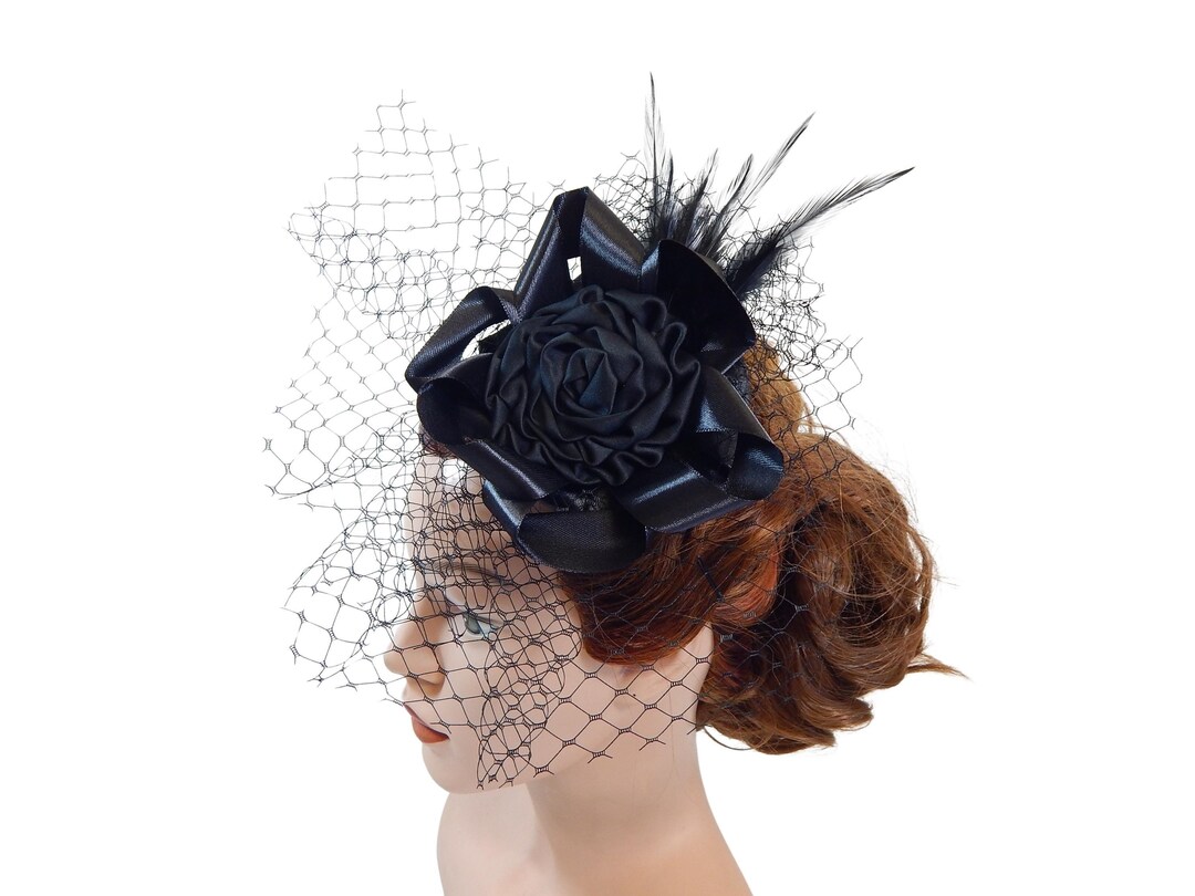 Goth Fascinator, Black Romantic Headpiece, Burlesque Headdress, Derby ...