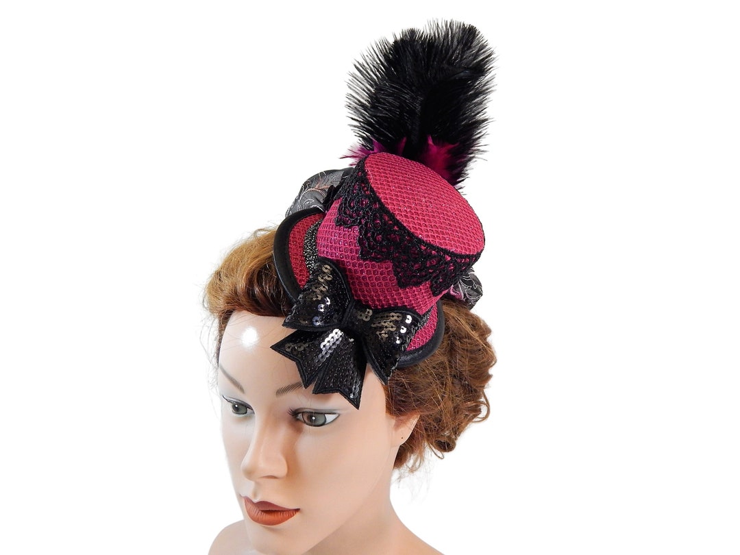 Burlesque Minihat, Pink Headpiece, Wonka Cosplay, Derby Hat, Cocktail ...