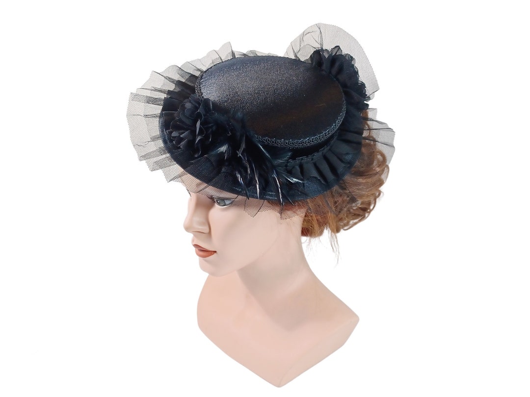 Goth Summerhat, Black Sunhat, Victorian Mourning Hat, Costume Hat ...