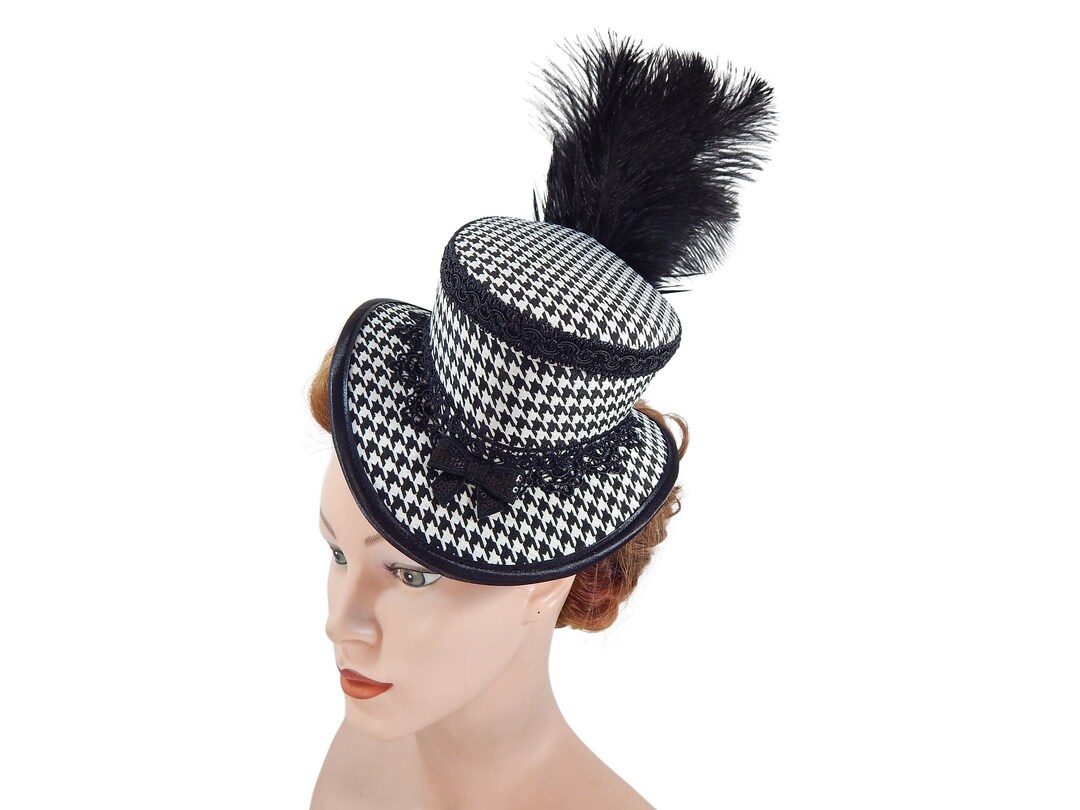 Midi Top Hat, Houndstooth Percher Hat, Derby Hat, Victorian, Dressage ...