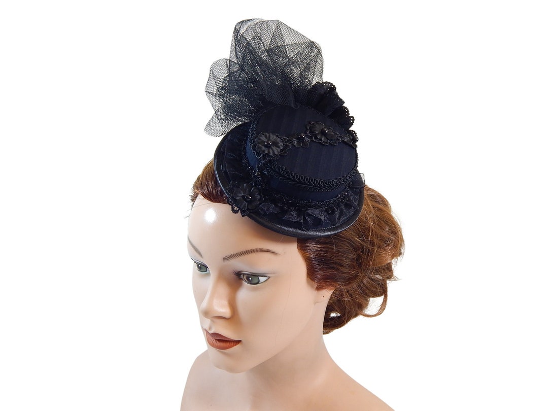 Mini Summerhat, Minihat, Goth Hat, Burlesque Fascinator, Small Hat ...