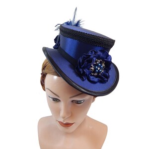 Midi Top Hat, Blue Percher Hat, Derby Hat, Victorian, Dressage ...