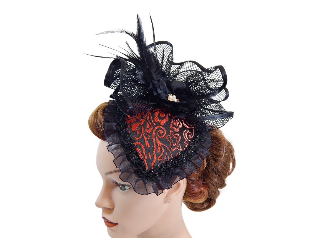 Teardrop Fascinator, Luncheon Hat, Racing Hat, Percher, Evening, Goth ...